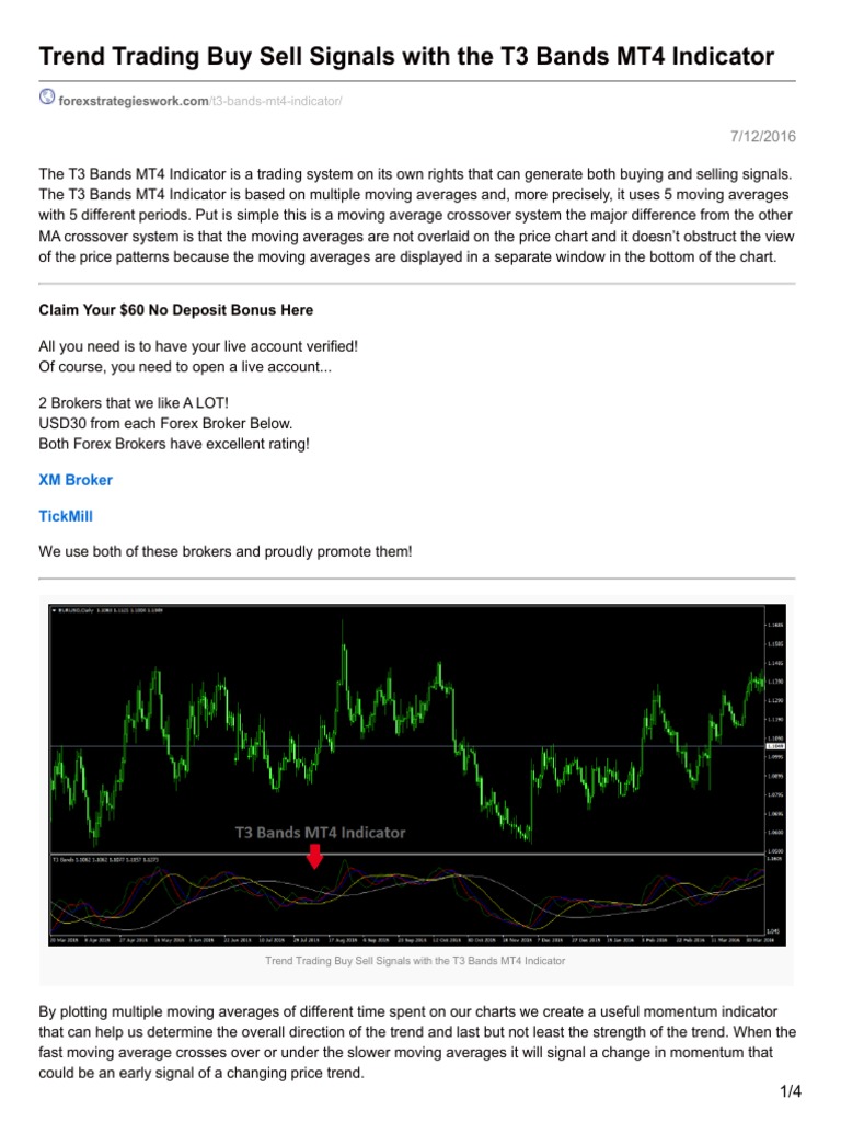 Trend Trading Buy Sell Signals With The T3 Bands MT4 Indicator | PDF | Moving Average ...