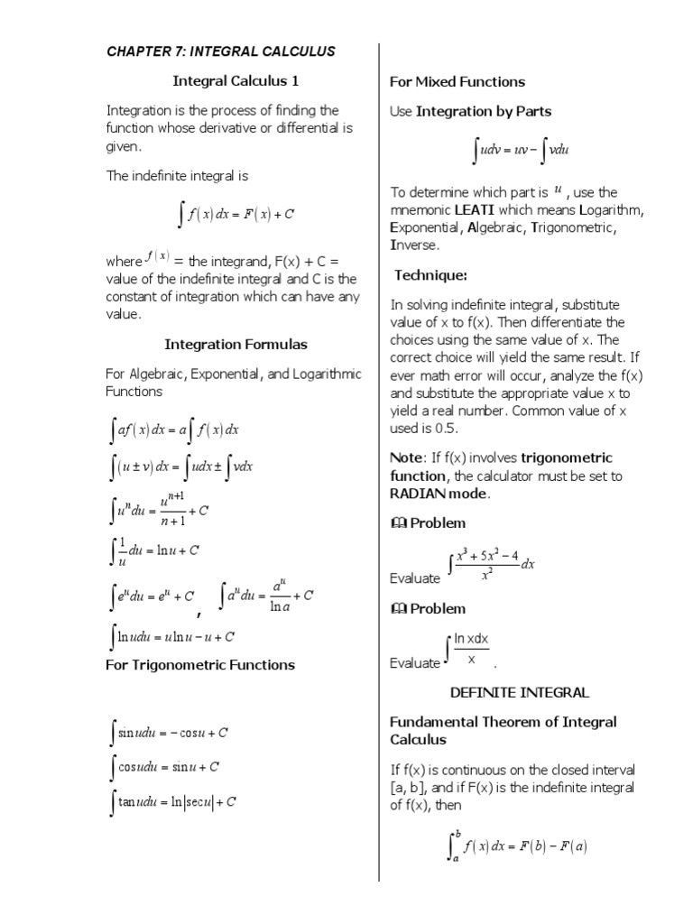 Integral Calculus Notes | PDF | Integral | Area