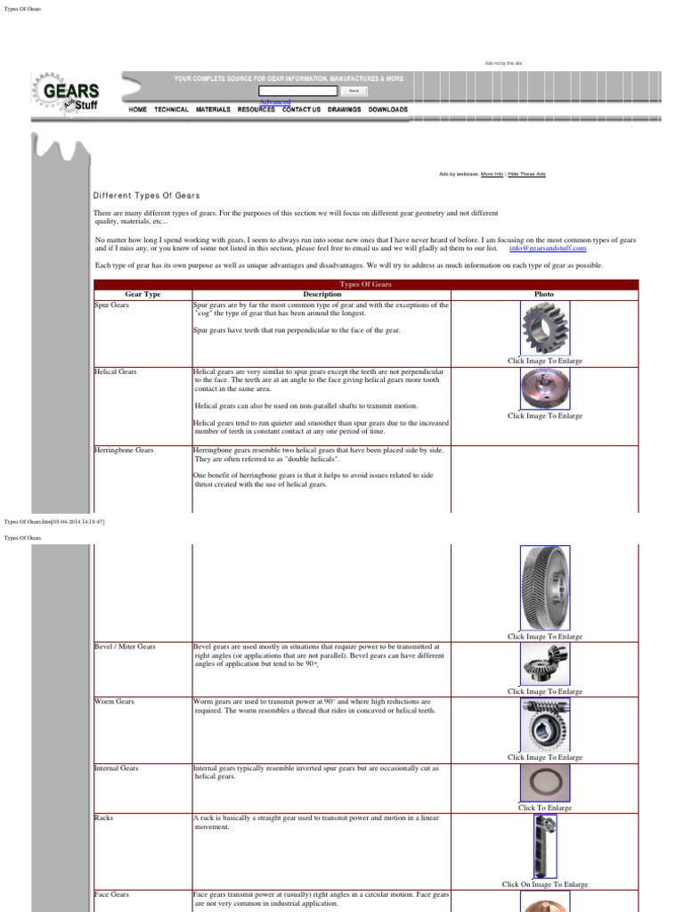 Types of Gears PDF | PDF | Gear | Mechanical Engineering