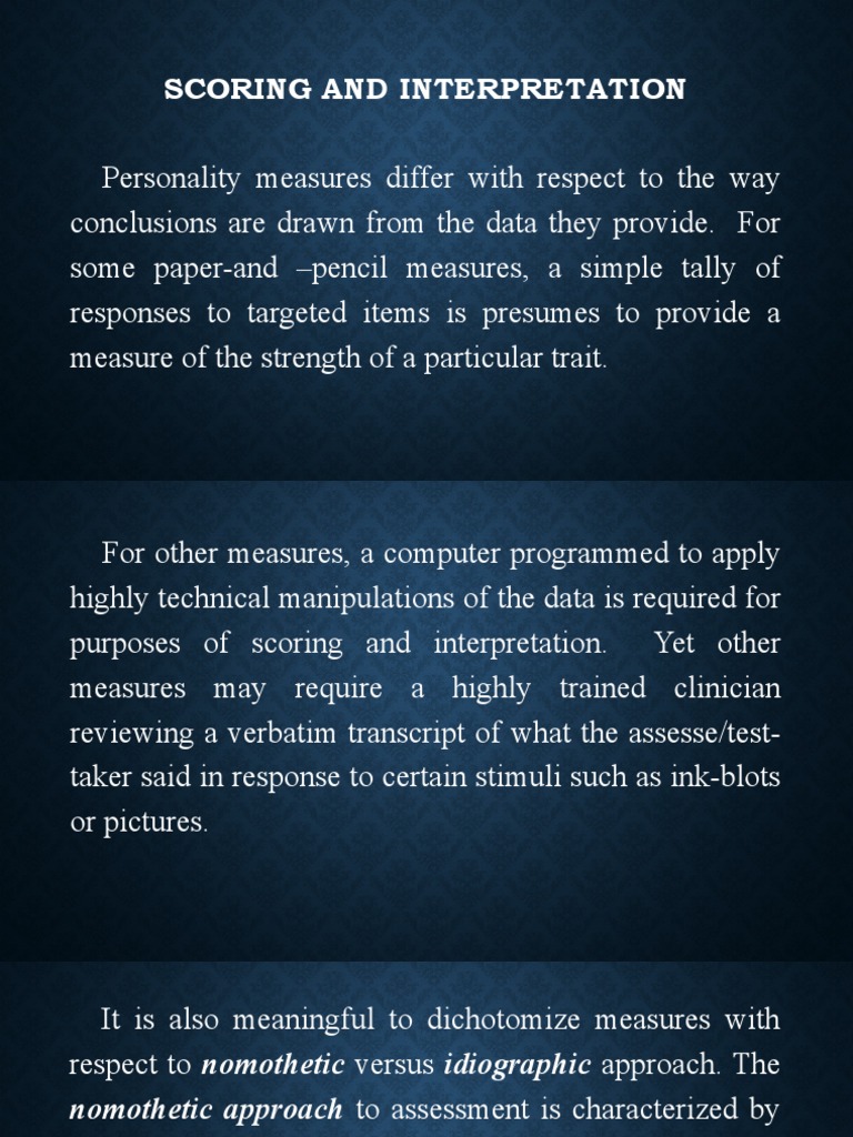Scoring and Interpretation | PDF