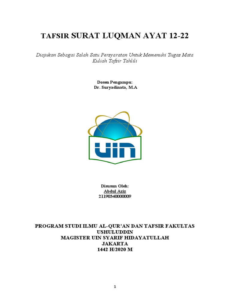 Tafsir Luqman: Pendidikan Karakter | PDF