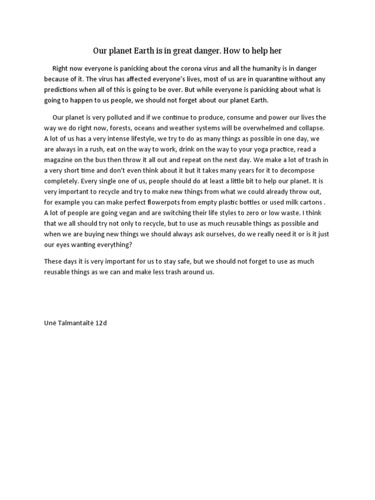 Our Planet Earth Is in Great Danger | PDF