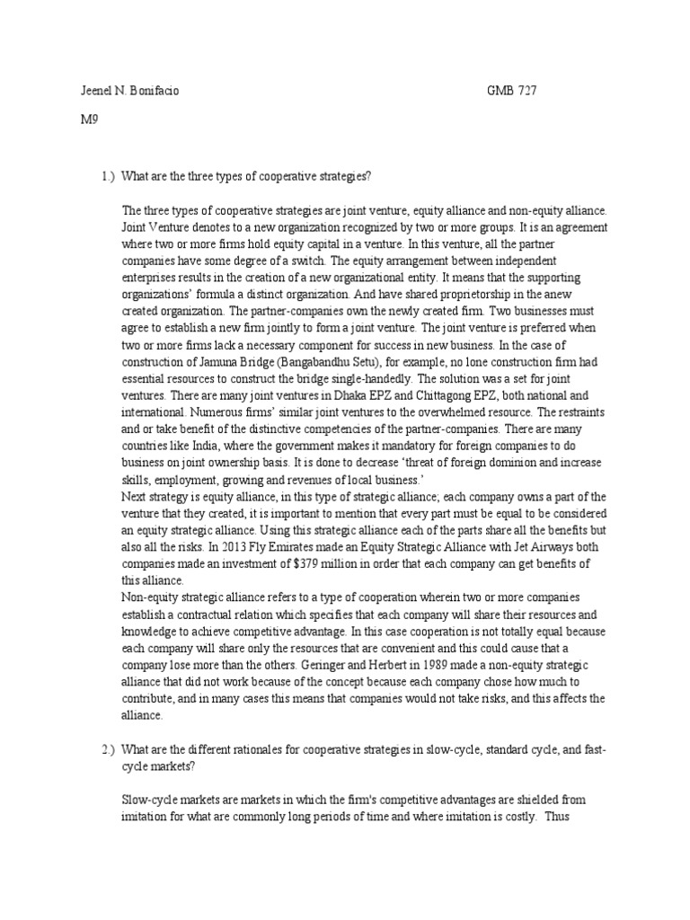 M9 Assignment | PDF | Mergers And Acquisitions | Competitive Advantage