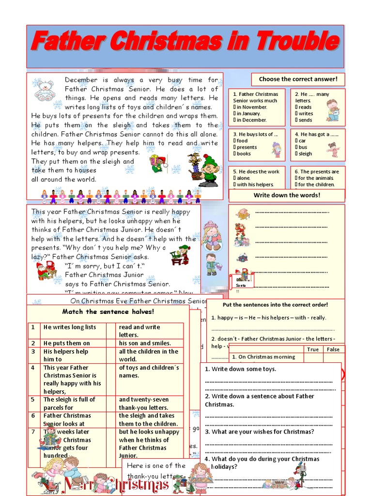 Father Christmas in Trouble Key Included Reading Comprehension ...
