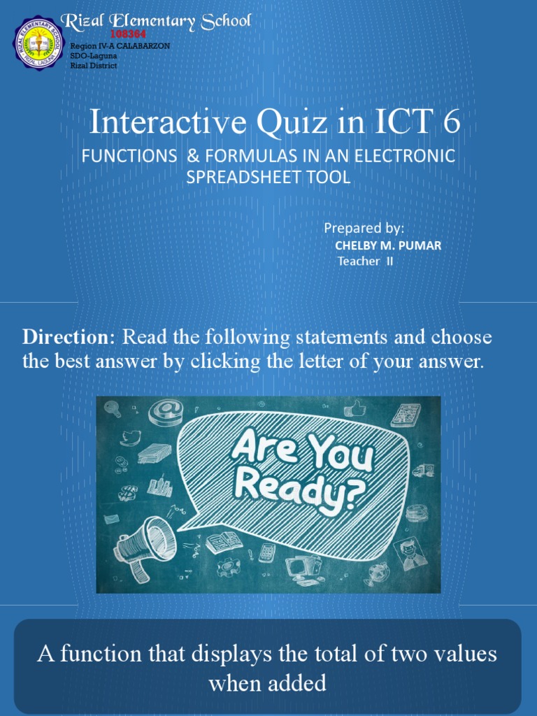 Interactive Quiz in ICT 6 | PDF | Spreadsheet | Microsoft Excel