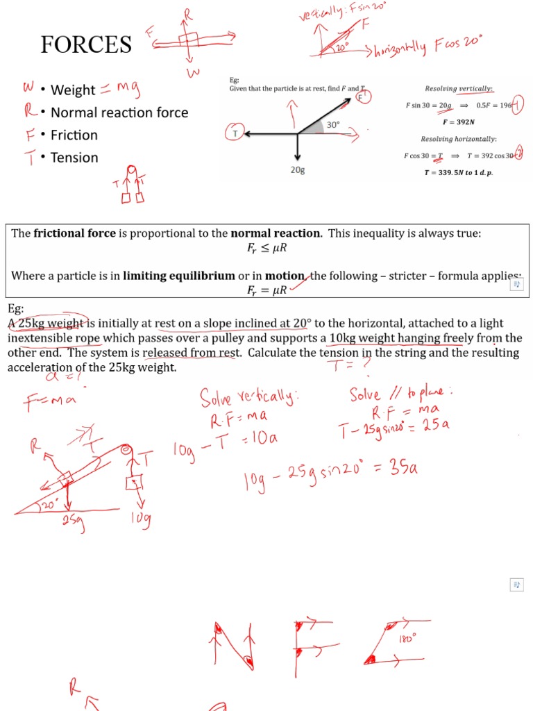 Forces: - Weight - Normal Reaction Force - Friction - Tension | PDF