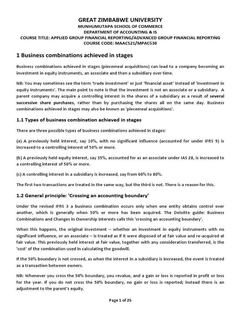 Applied Group Fin Reporting-Changes in Group Structure PDF | PDF ...