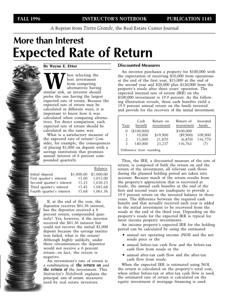Expected Rate of Return PDF | PDF | Internal Rate Of Return | Yield ...