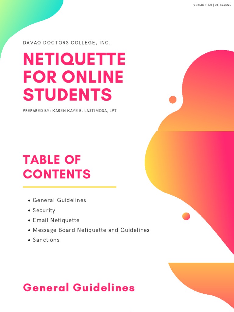 Netiquette For Online Students: Davao Doctors College, Inc | Download ...