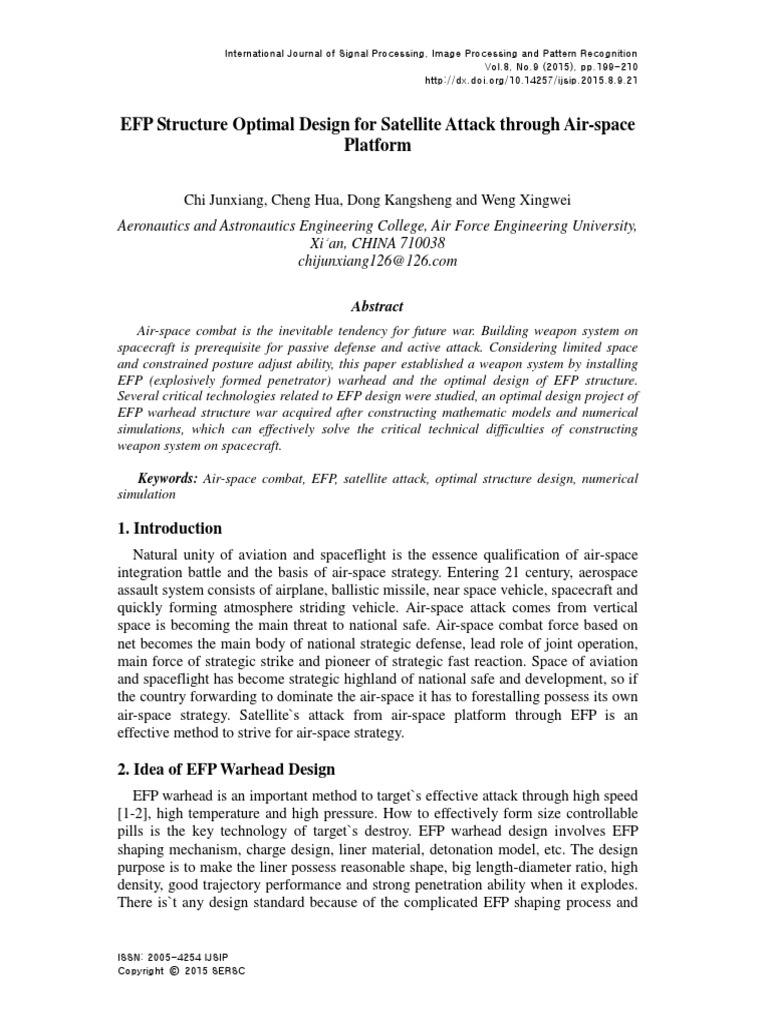 EFP Structure Optimal Design For Satellite Attack Through Air-Space ...
