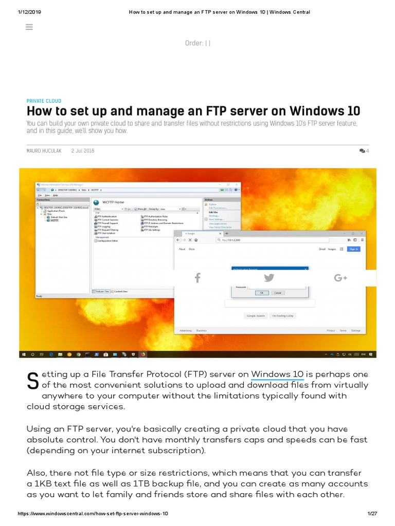 How To Set Up and Manage An FTP Server On Windows 10 - Windows Central ...