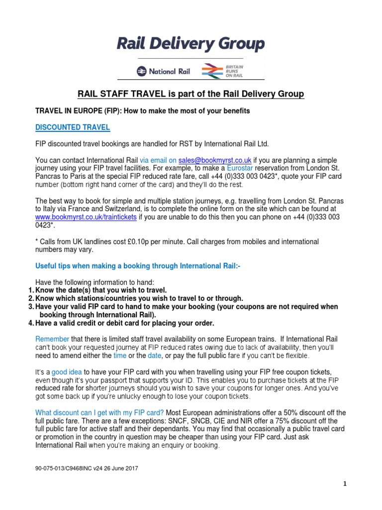 RAIL STAFF TRAVEL Is Part of The Rail Delivery Group | PDF | Ticket ...