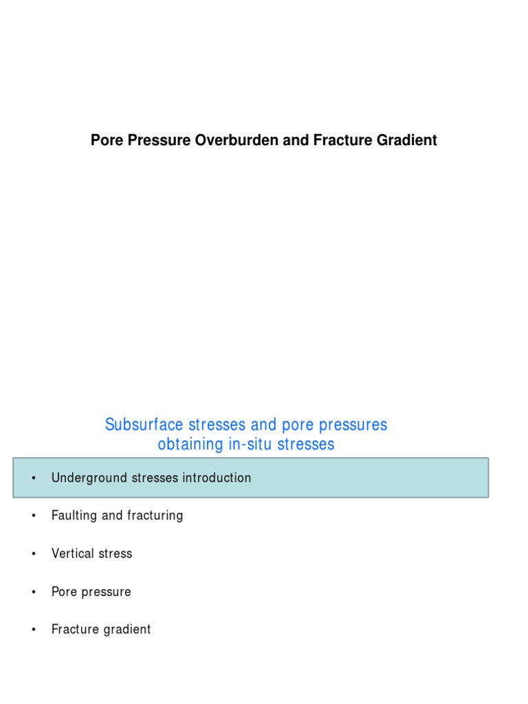 Pore Pressure Overburden and Fracture Gradient | Download Free PDF | Porosity | Stress (Mechanics)