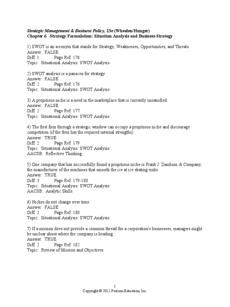Test Bank | PDF | Strategic Management | Swot Analysis