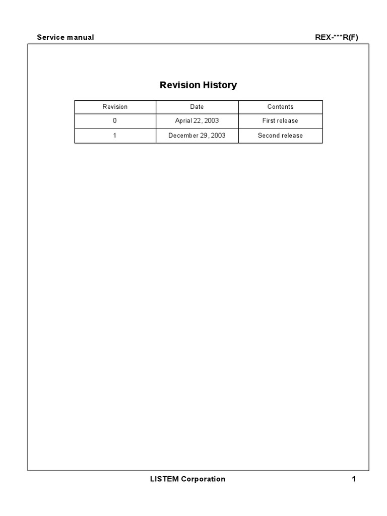 Revision History: Service Manual Rex - R (F) | PDF | Radiation ...