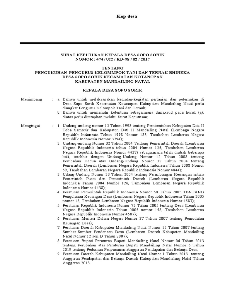 SK KELOMPOK TANI Dan TERNAK | PDF