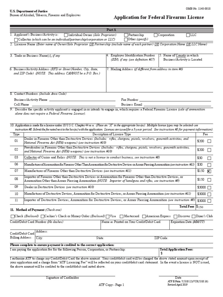 Application For Federal Firearms License | PDF | Race And Ethnicity In ...