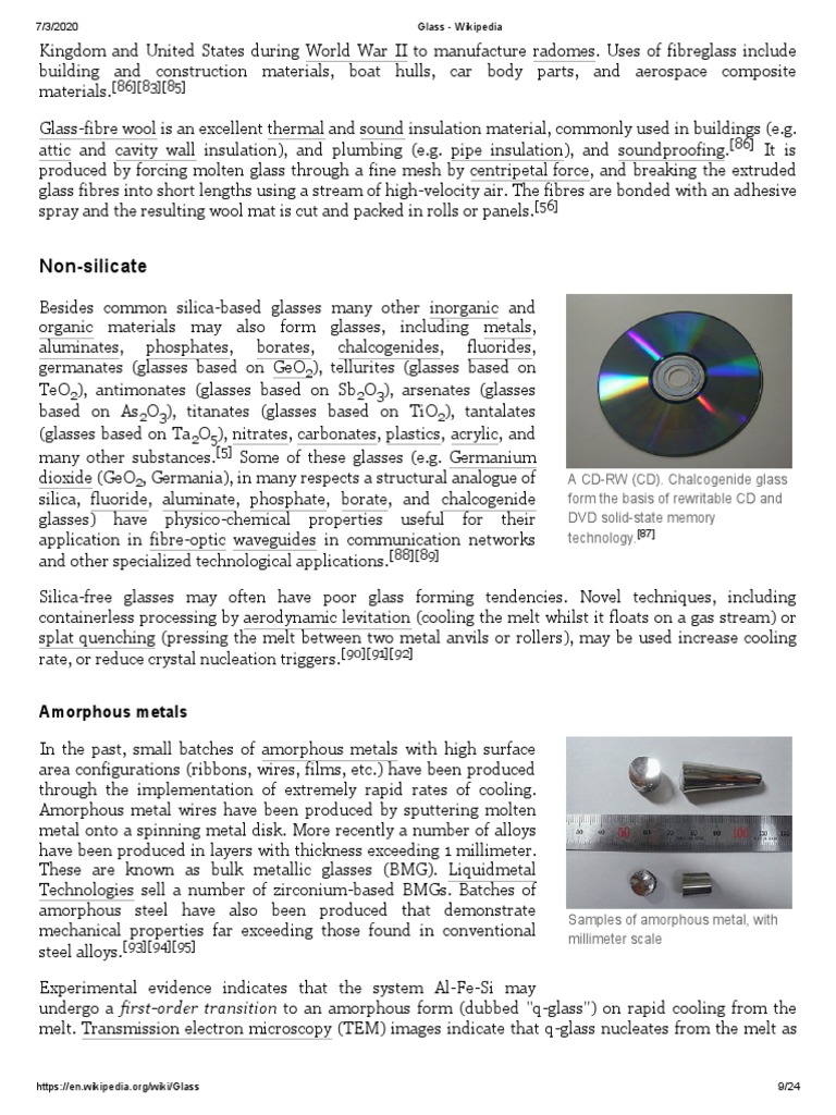 Glass - Wikipedia 9 | PDF | Glasses | Chemical Substances