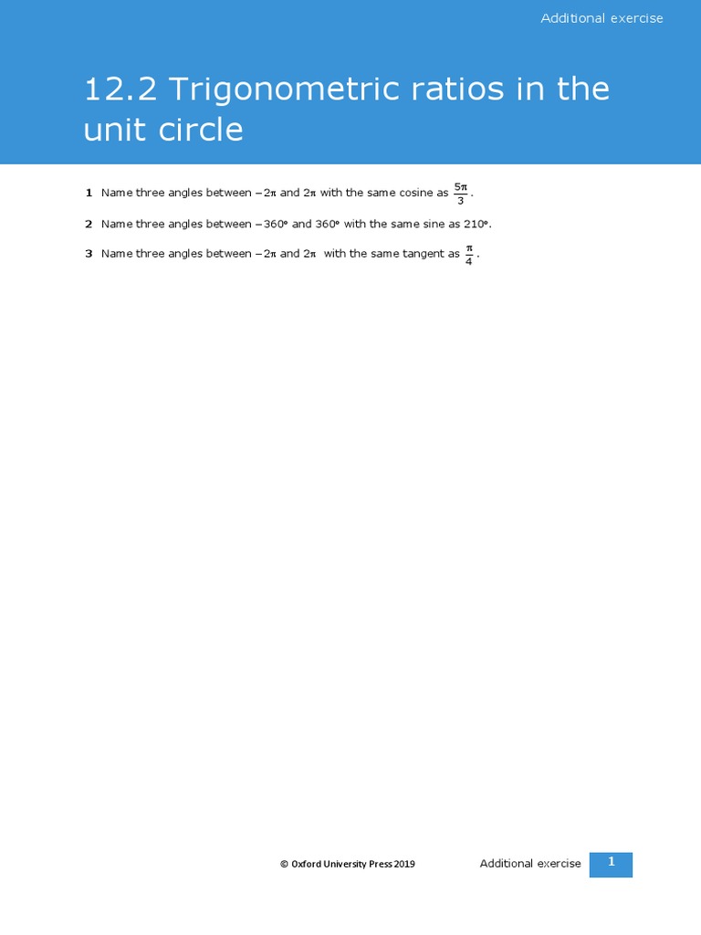 12.2 Trigonometric Ratios in The Unit Circle | PDF