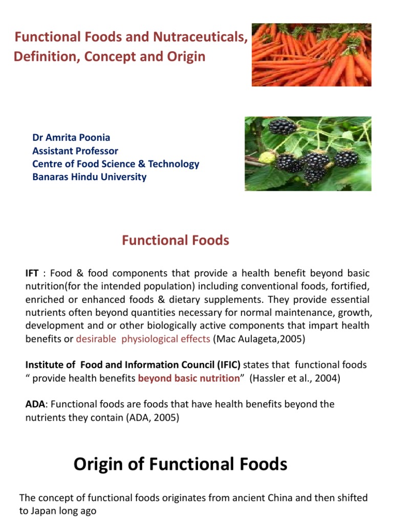 Functional Foods and Nutraceuticals Definition Cocept and Origin | PDF ...