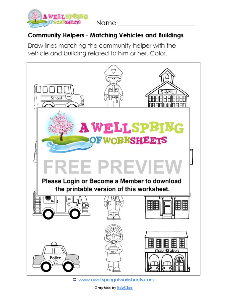 Community Helpers Matching Vehicles Buildings Free PDF | PDF