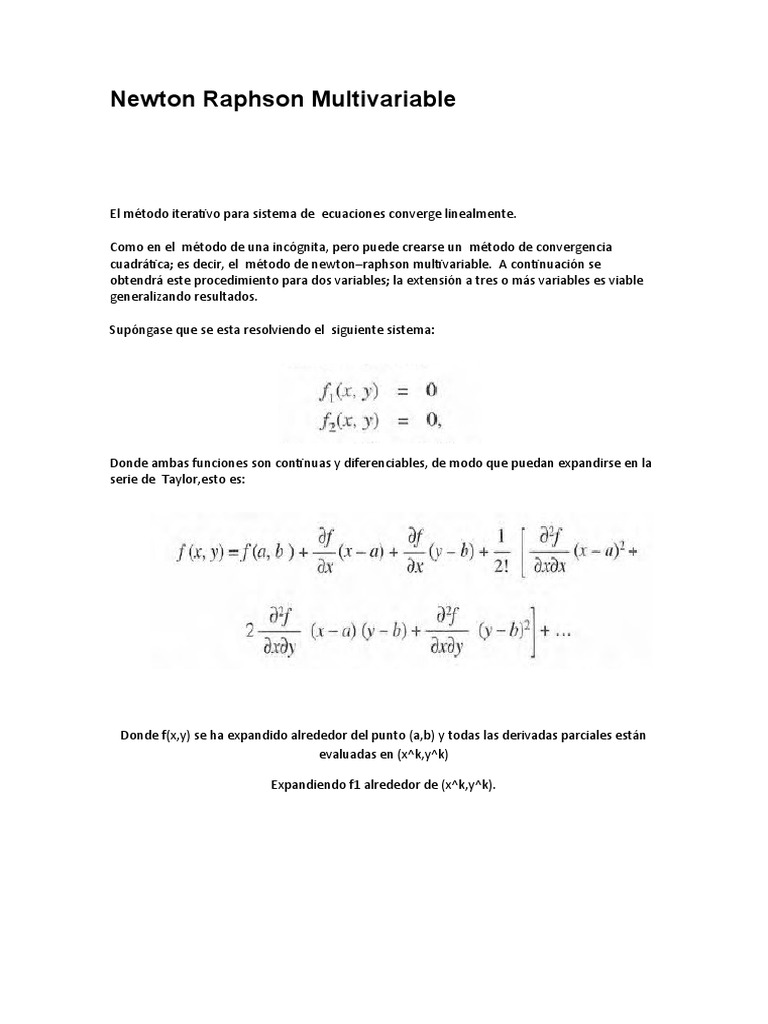 Newton Raphson Multivariable | Descargar gratis PDF | Ecuaciones ...