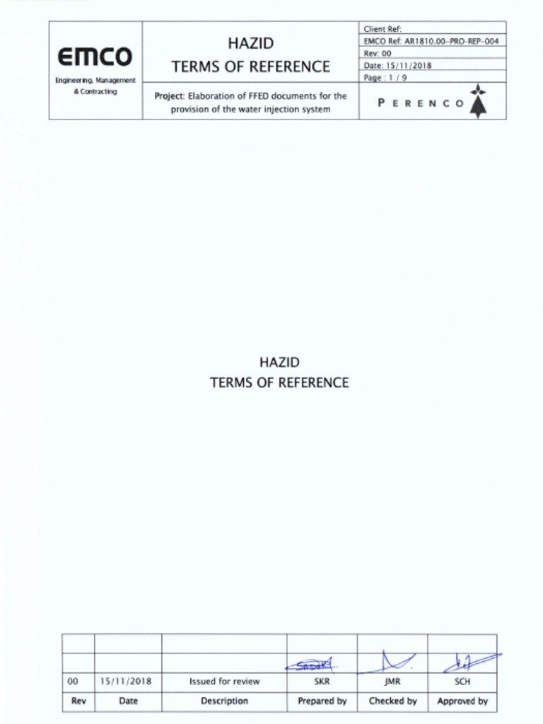 AR1810.00-PRO-REP-004 Rev 00 - HAZID TERMS OF REFERENCE PDF | PDF ...