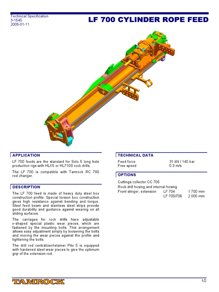 LF 700 Cylinder Rope Feed: Technical Specification 3-1545 2005-01-11 ...