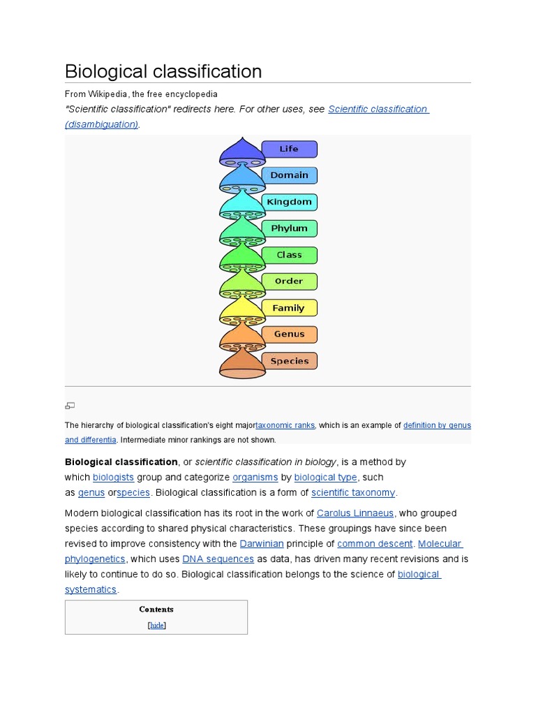 Biological Classification: "Scientific Classification" Redirects Here ...