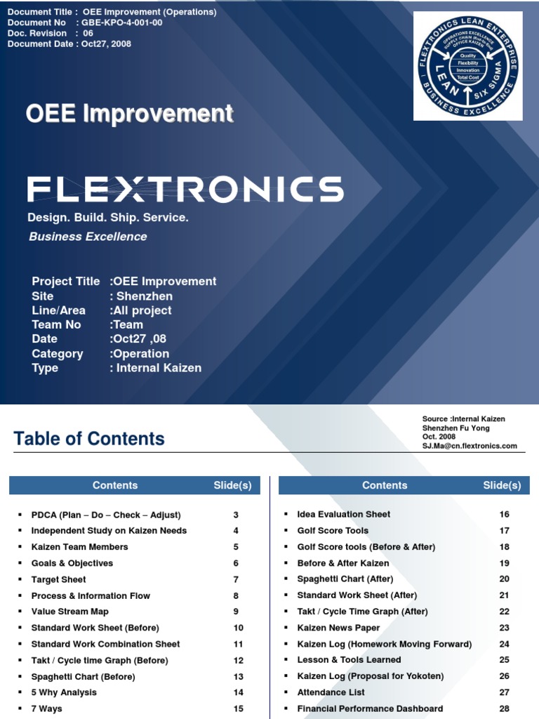 Internal Kaizen For OEE Improvement - Flextronics PDF | PDF | Business Process Management ...