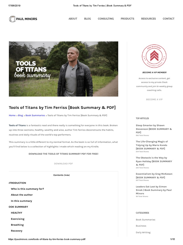Tools of Titans by Tim Ferriss - Book Summary & PDF | PDF