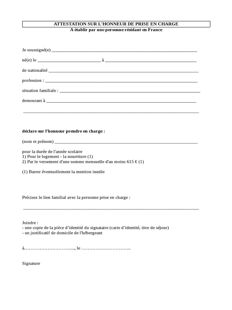 Modele Attestation de Prise en Charge | PDF Modele Attestation de Prise en Charge | PDF