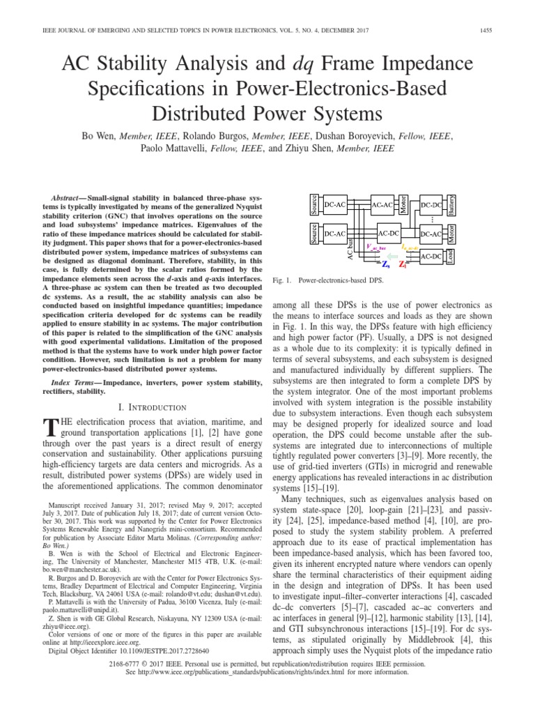 AC Stability Analysis and DQ Frame Impedance Specifications in Power ...