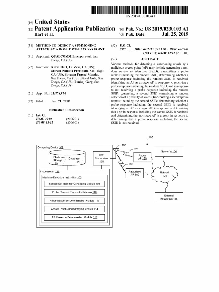 Method To Detect A Summoning Attack by A Rogue WiFi Access Point | PDF | Computer Data Storage ...