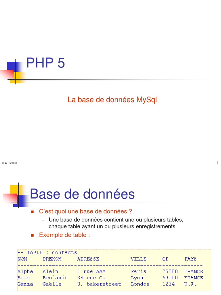 Cour4 PHP MySql PDF | PDF | SQL | MySQL