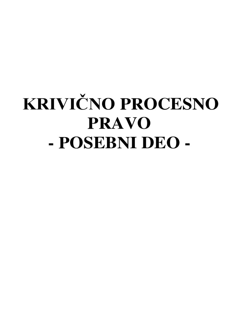 Krivicno Procesno Pravo - Posebni Deo | PDF