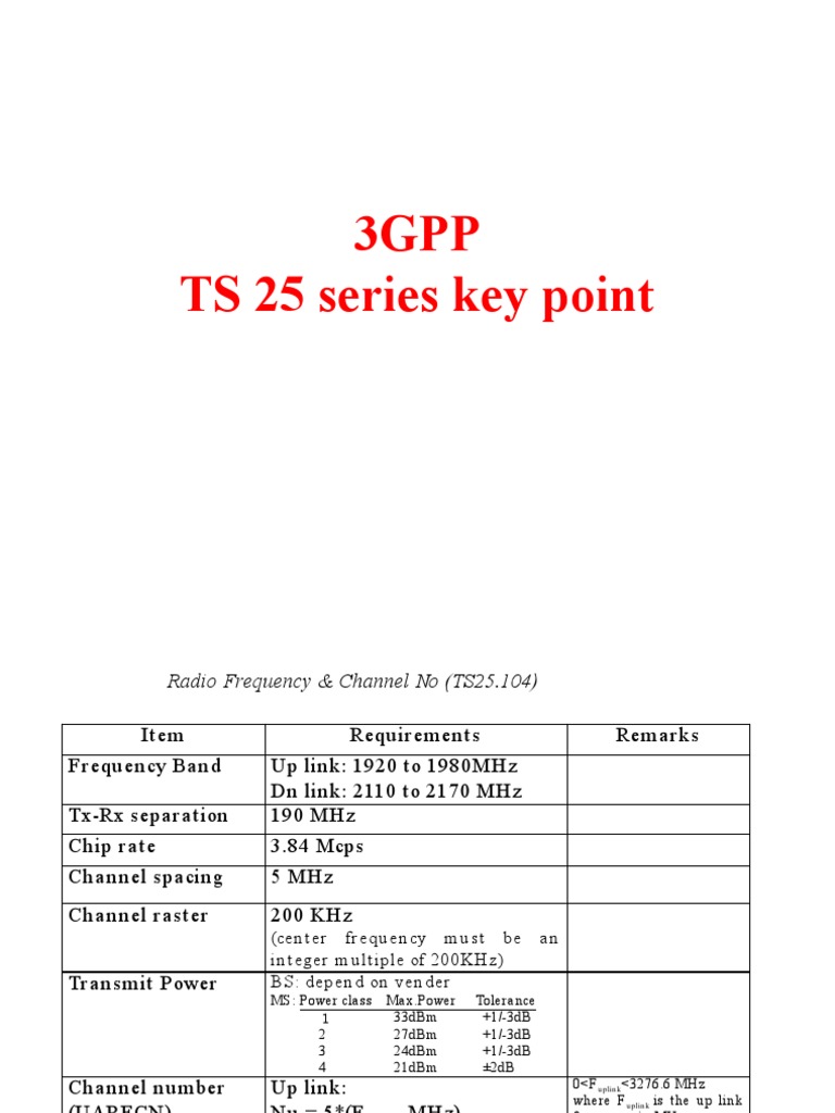 3Gpp TS 25 Series Key Point | PDF | Electrical Engineering ...