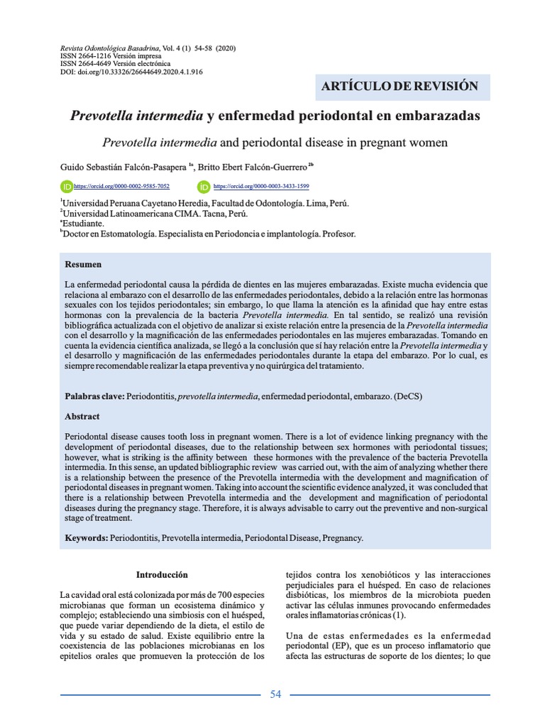 Prevotella intermedia y embarazo periodontal | PDF | Inflamación ...