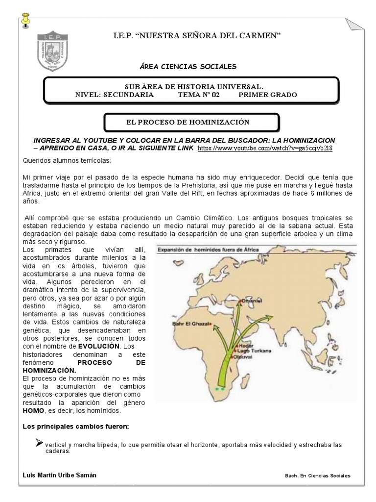 El Proceso de Hominizacion | PDF | Evolución humana | Homo Sapiens