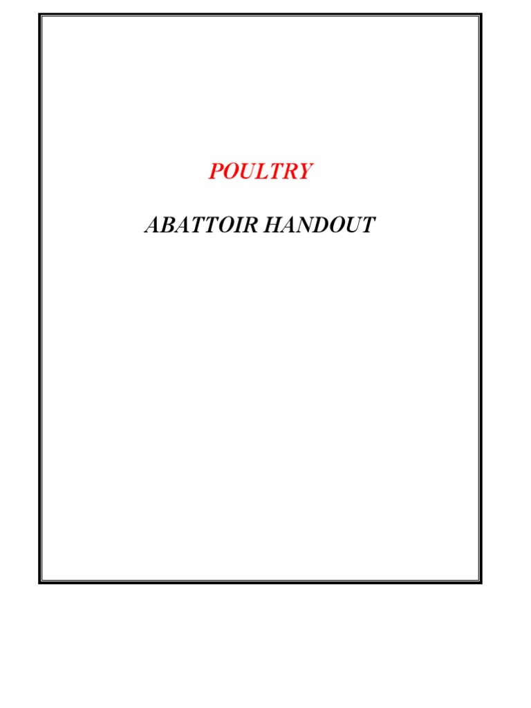 Poultry Handout 2016 PDF | PDF | Slaughterhouse | Toilet