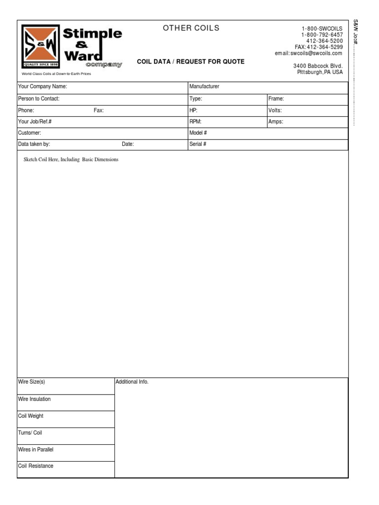 Other Coils: Coil Data / Request For Quote | PDF