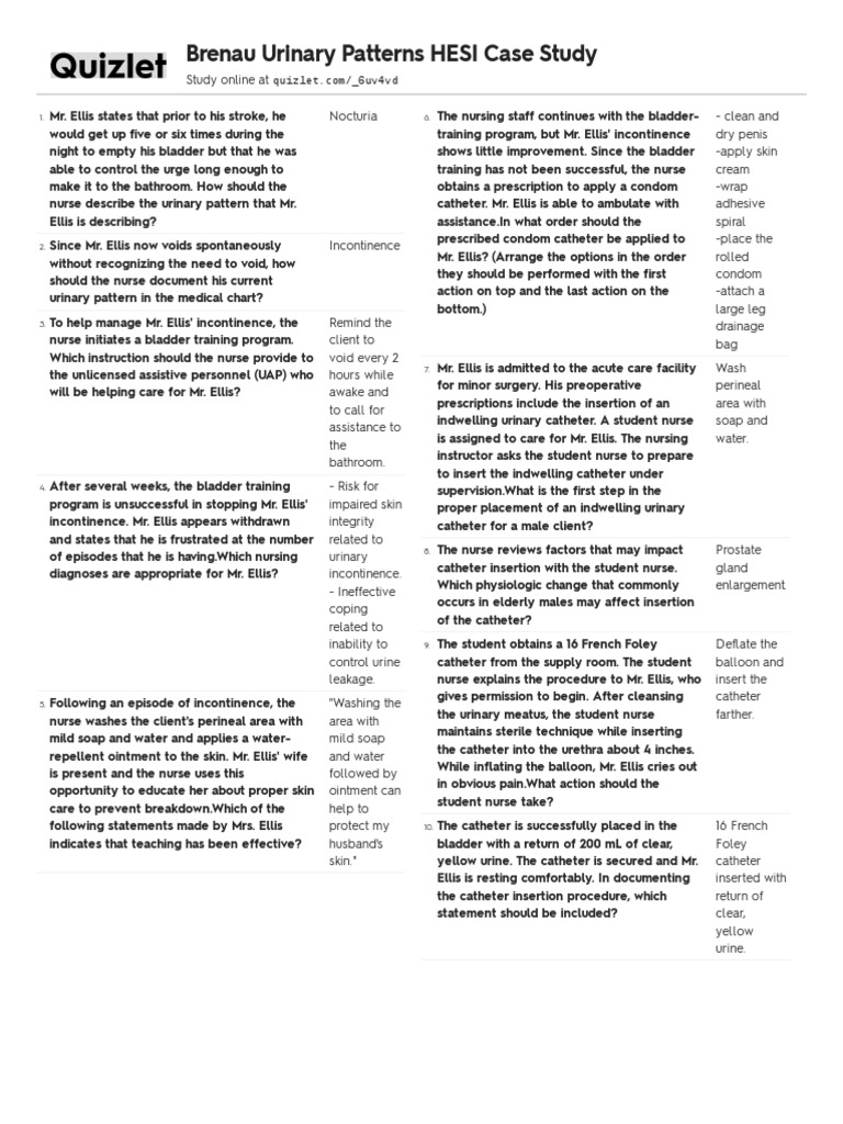 Hesi Urinary Patterns | PDF | Urinary Incontinence | Catheter