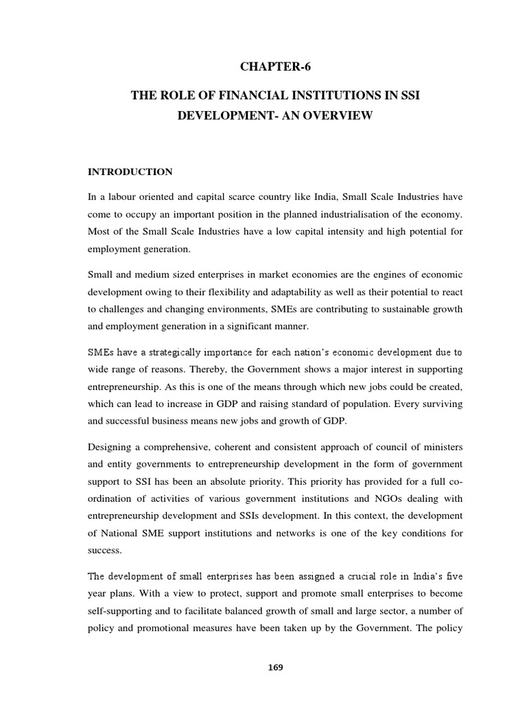 Chapter-6 The Role of Financial Institutions in Ssi Development-An ...