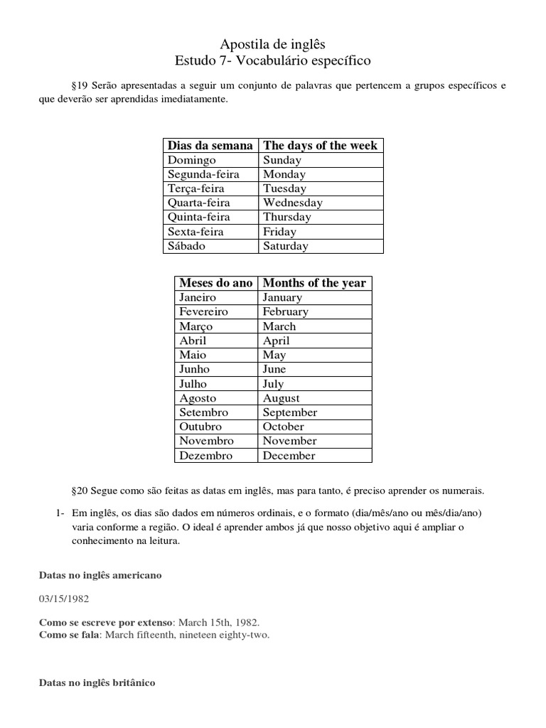 Apostila de Inglês 7 | PDF | Idiomas