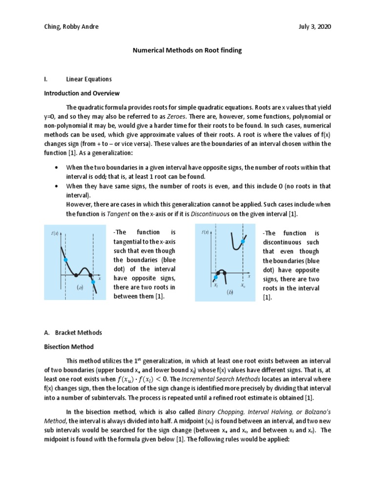 Numerical Methods On Finding The Roots | PDF | Zero Of A Function ...