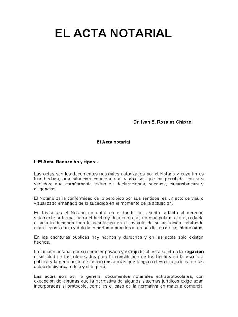 El Acta Notarial | PDF | Gobierno | Justicia