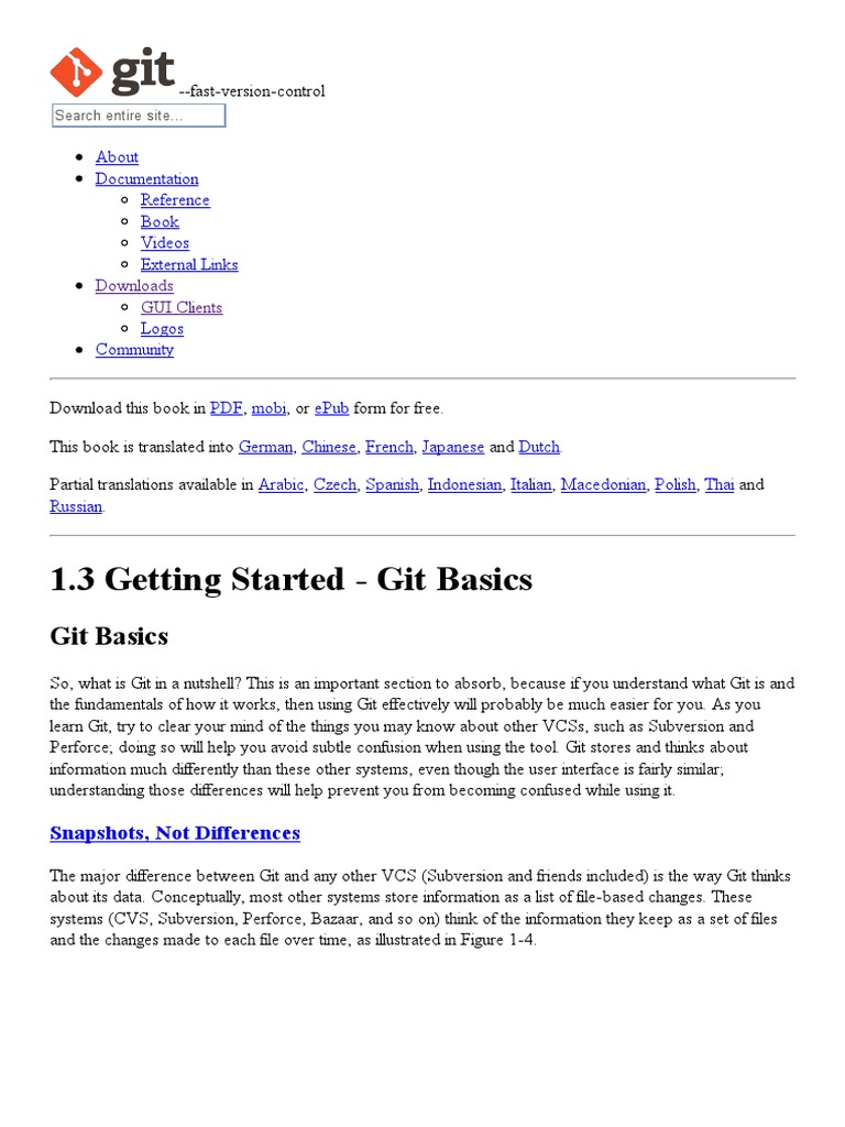 Git - Getting Started - Basics | PDF | Version Control | Computer File