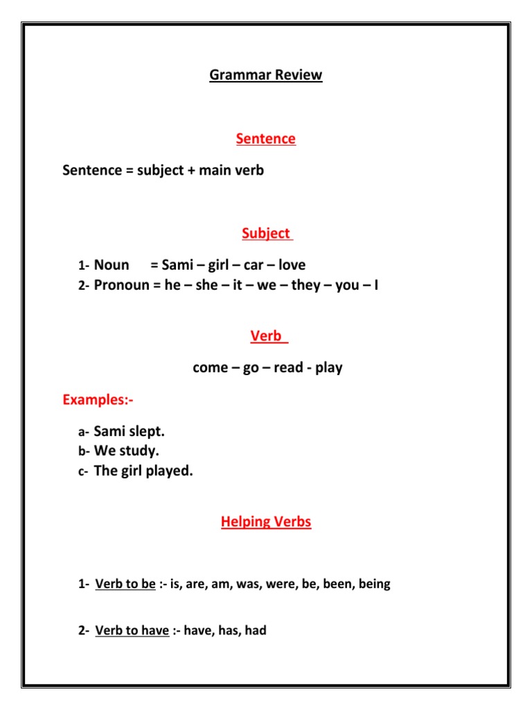 Grammar Review | PDF