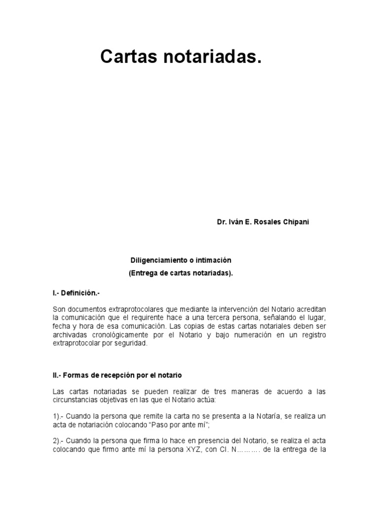 Ejemplo De Formato De Carta Notariada Modelo De Carta Notarial Por