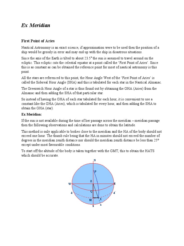 Calculate Latitude Using Ex-Meridian Method | PDF | Latitude | Geography